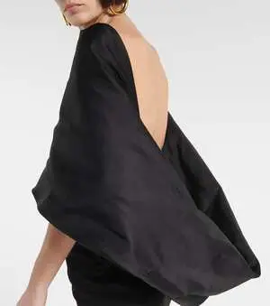 Attico Caped Silk Midi Dress
