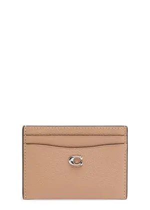 COACH® Logo Leather Card Holder Beige