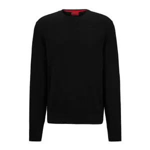 Hugo Cotton Sweater With Jacquard Pattern - Black
