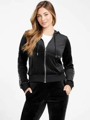 GUESS FACTORY Mercedes Velour Jacket - Black