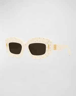 Loewe Loewe Anagram Starry Night Rectangle Sunglasses Shiny Ivory Brown