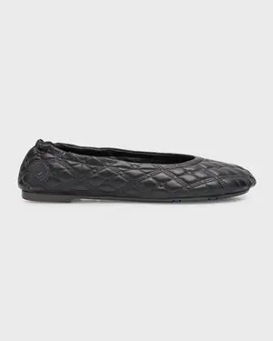 Burberry Quilted Lambskin Ballerina Flats - Black