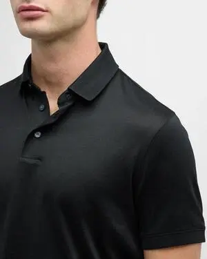 Emporio Armani Apos;s Solid Jersey-stretch Polo Shirt - Black