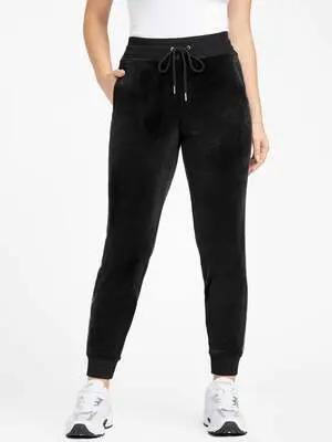 GUESS FACTORY Mercedes Velour Joggers - Black