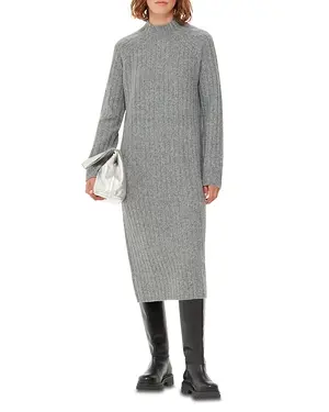 ribbed knit midi sweater dress