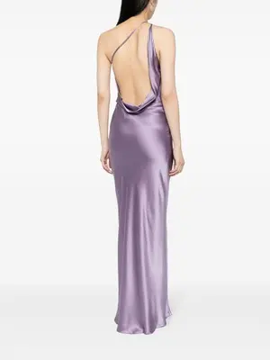 Michelle Mason One-shoulder Silk Gown - Purple