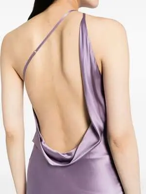 Michelle Mason One-shoulder Silk Gown - Purple