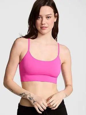 Pink Scoop Neck Sports Bras