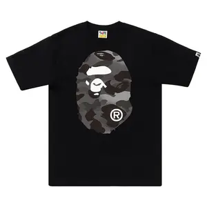 A BATHING APE Grid Camo Big Ape Head Tee - Black