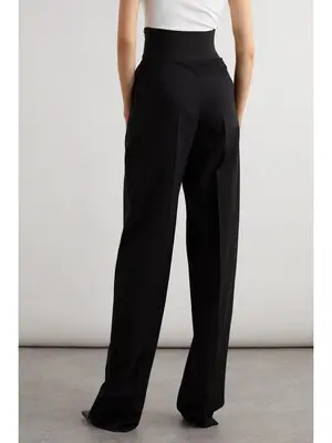 Alaïa Archetypes Belted Wool-blend Gabardine Wide-leg Pants - Black
