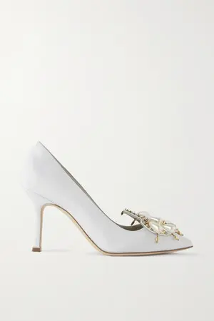 Manolo Blahnik 90 Embellished Grosgrain Pumps