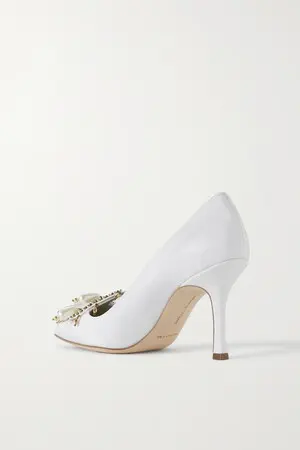 Manolo Blahnik 90 Embellished Grosgrain Pumps