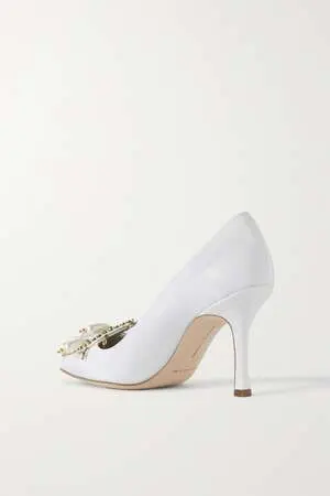 Manolo Blahnik 90 Embellished Grosgrain Pumps