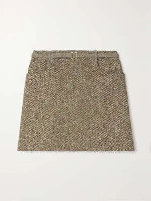 Chloé Belted Wool-blend Tweed Mini Skirt
