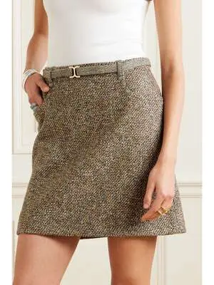 Chloé Belted Wool-blend Tweed Mini Skirt