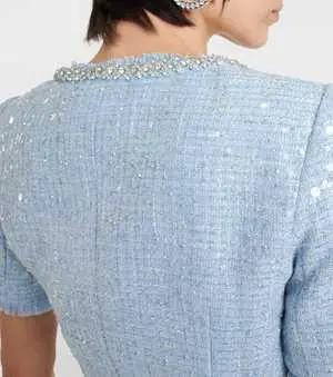 SELF-PORTRAIT Sequined Bouclé Crop Top