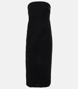 Wardrobe.NYC Strapless Velvet Midi Dress - Black