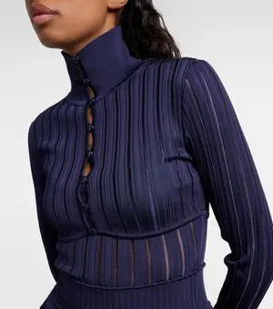Alaïa Crinoline Cropped Cardigan - Blue