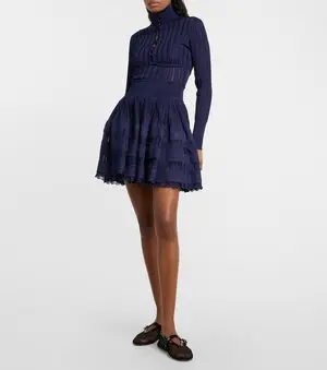 Alaïa Crinoline Cropped Cardigan - Blue