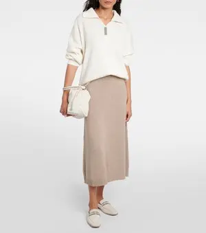 Brunello Cucinelli Wool And Silk-blend Midi Skirt