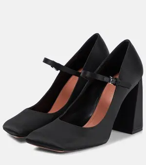 Amina Muaddi Charlotte 95 Satin Pumps - Black