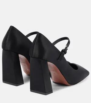 Amina Muaddi Charlotte 95 Satin Pumps - Black