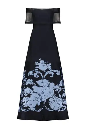 Lela Rose Baroque Floral Fil Coupe Deedie Gown