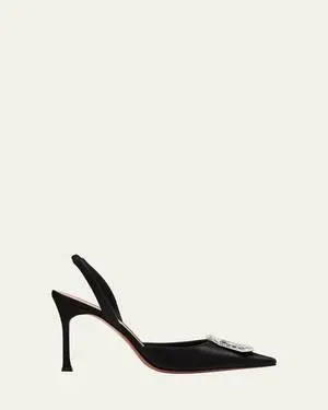 Amina Muaddi Camelia Silk Crystal Halter Pumps