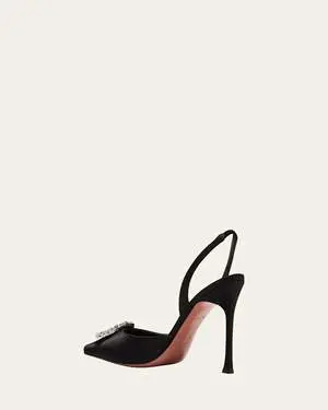 Amina Muaddi Camelia Silk Crystal Halter Pumps