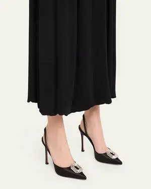 Amina Muaddi Camelia Silk Crystal Halter Pumps