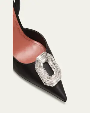 Amina Muaddi Camelia Silk Crystal Halter Pumps