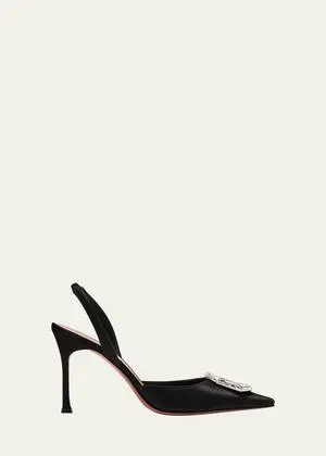 Amina Muaddi Camelia Silk Crystal Halter Pumps