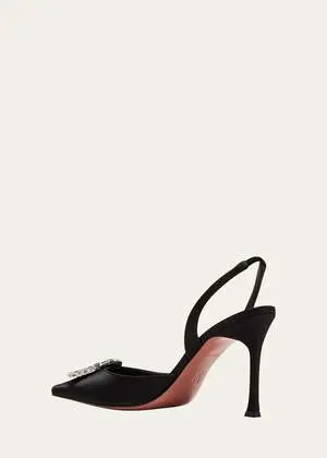 Amina Muaddi Camelia Silk Crystal Halter Pumps