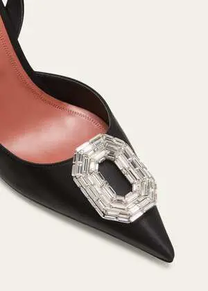Amina Muaddi Camelia Silk Crystal Halter Pumps