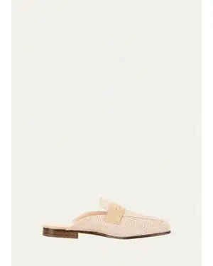 SOPHIQUE Riviera Raffia Penny Loafer Mules - Sand