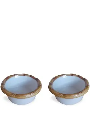 LES-OTTOMANS Bamboo Ceramic Starter Bowls - White