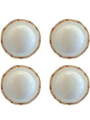 LES-OTTOMANS Bamboo Ceramic Soup Plates - White