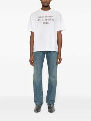 Acne Studios Logo Print Relaxed-fit T-shirt - Neutrals