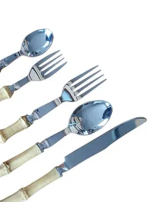 LES-OTTOMANS Bamboo Ceramic Five-piece Cutlery Set