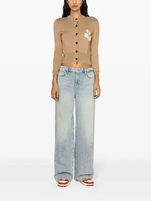 MARANT ETOILE Newton Intarsia-logo Cropped Cardigan - Neutrals