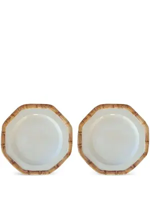LES-OTTOMANS Bamboo Ceramic Presentation Plates - White