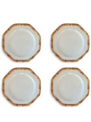 LES-OTTOMANS Bamboo Ceramic Dessert Plates - White