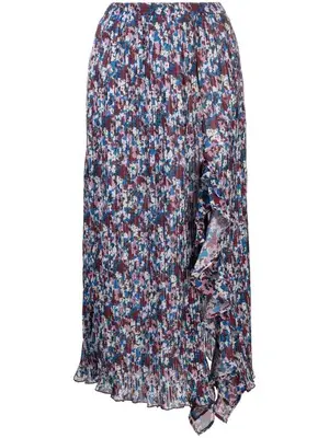 GANNI Floral-print Pleated Midi Skirt