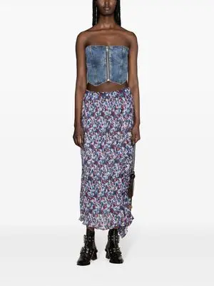 GANNI Floral-print Pleated Midi Skirt