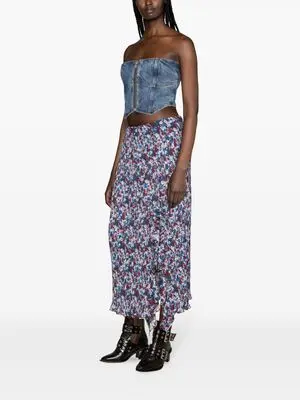 GANNI Floral-print Pleated Midi Skirt