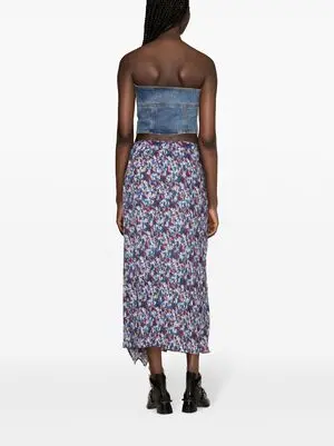 GANNI Floral-print Pleated Midi Skirt