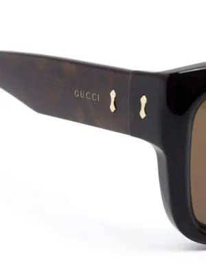 Gucci Logo-engraved Rectangle-frame Sunglasses
