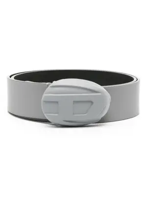 DIESEL® Leather Belt With Embossed Oval-d Logo Buckle - Green