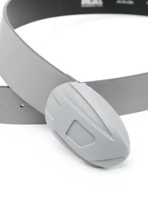 DIESEL® Leather Belt With Embossed Oval-d Logo Buckle