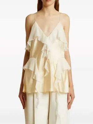 Khaite The Piet Ruffled Silk Top